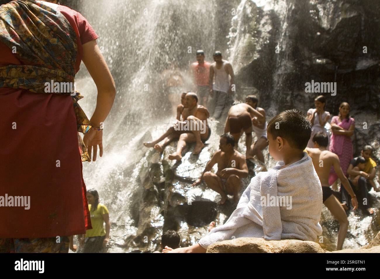 Bee waterfall and tourist in summer season, Pachmarhi, Madhya Pradesh ...