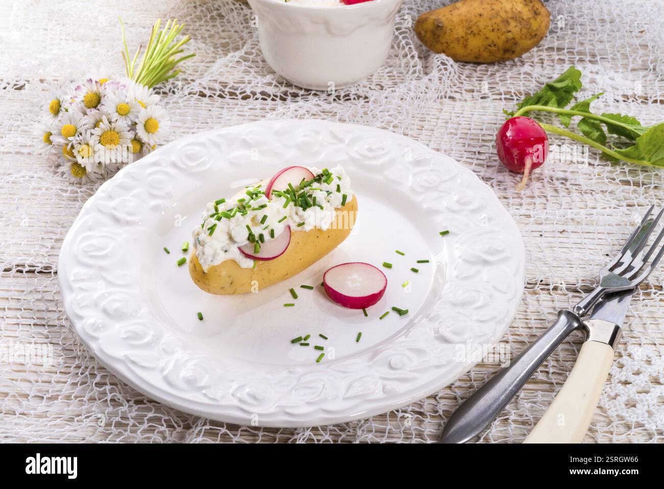 New potatoes with spring curd Stock Photo - Alamy