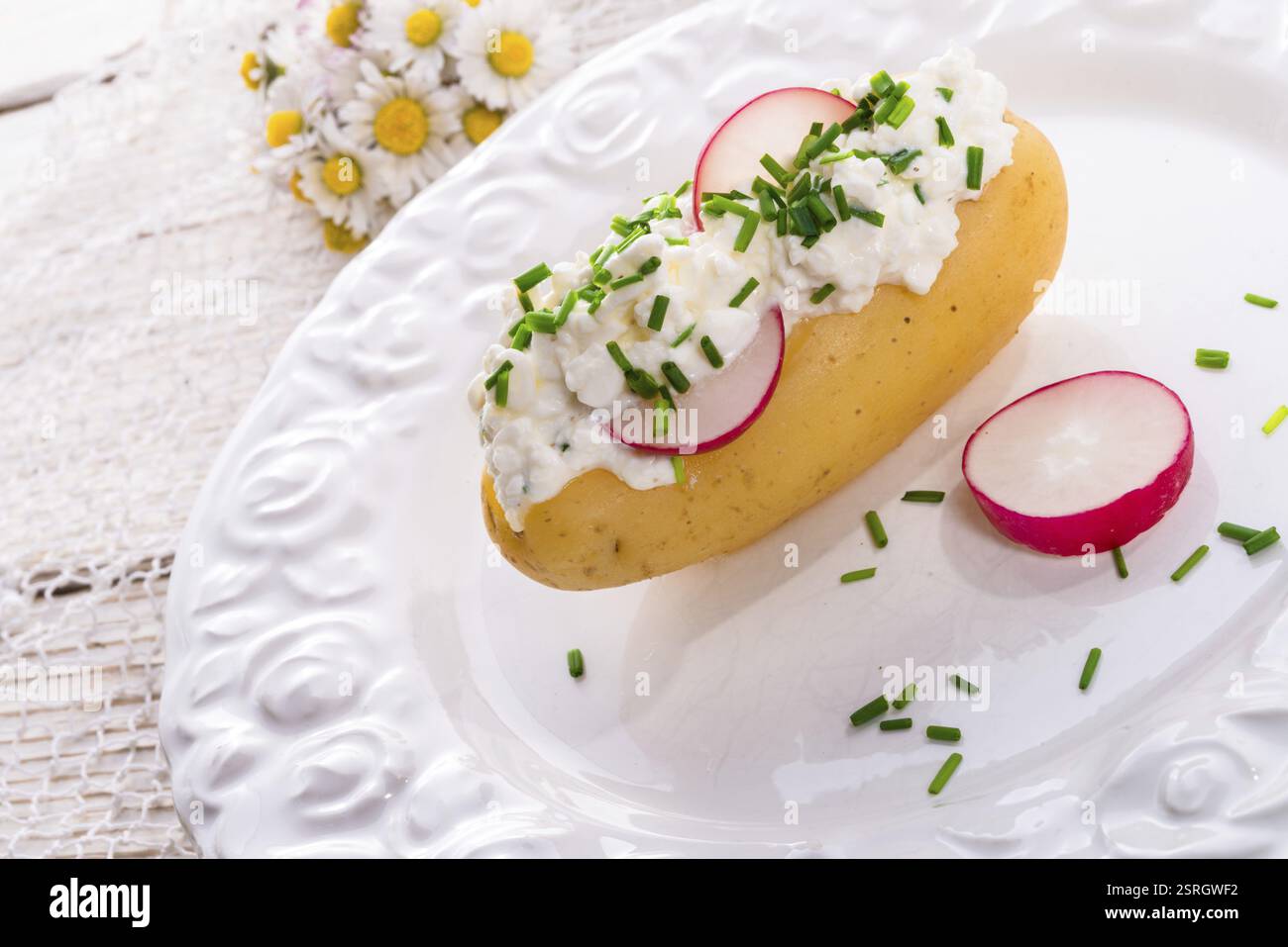 New potatoes with spring curd Stock Photo - Alamy