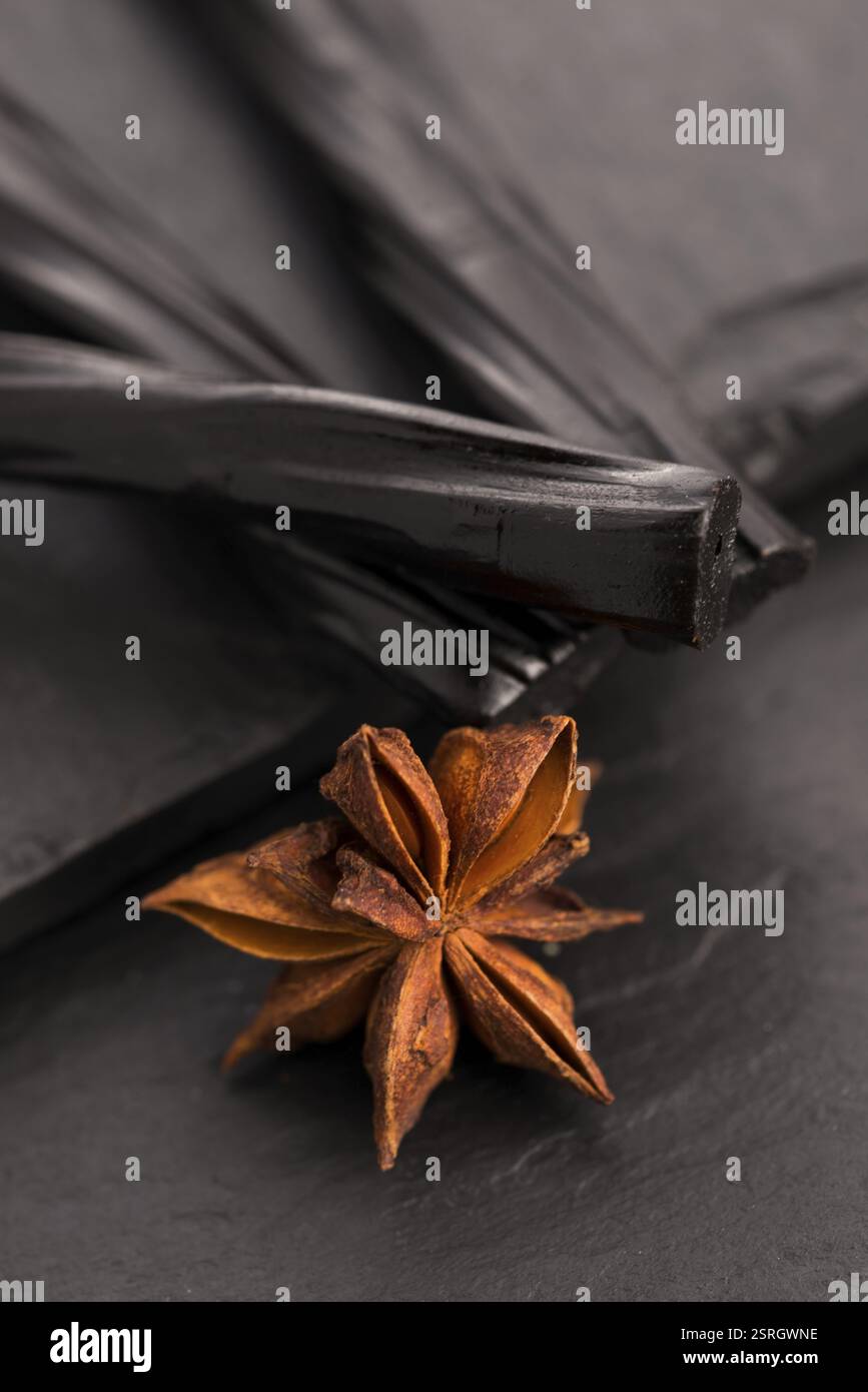 Licorice candy with star anise Stock Photo - Alamy