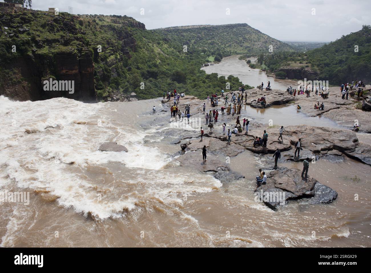 Tourist enjoying waterfall in gokak, karnataka, india, asia Stock Photo ...