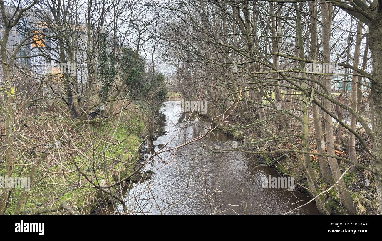 The Water of Leith river through the centre of Edinburgh in Scotland ...