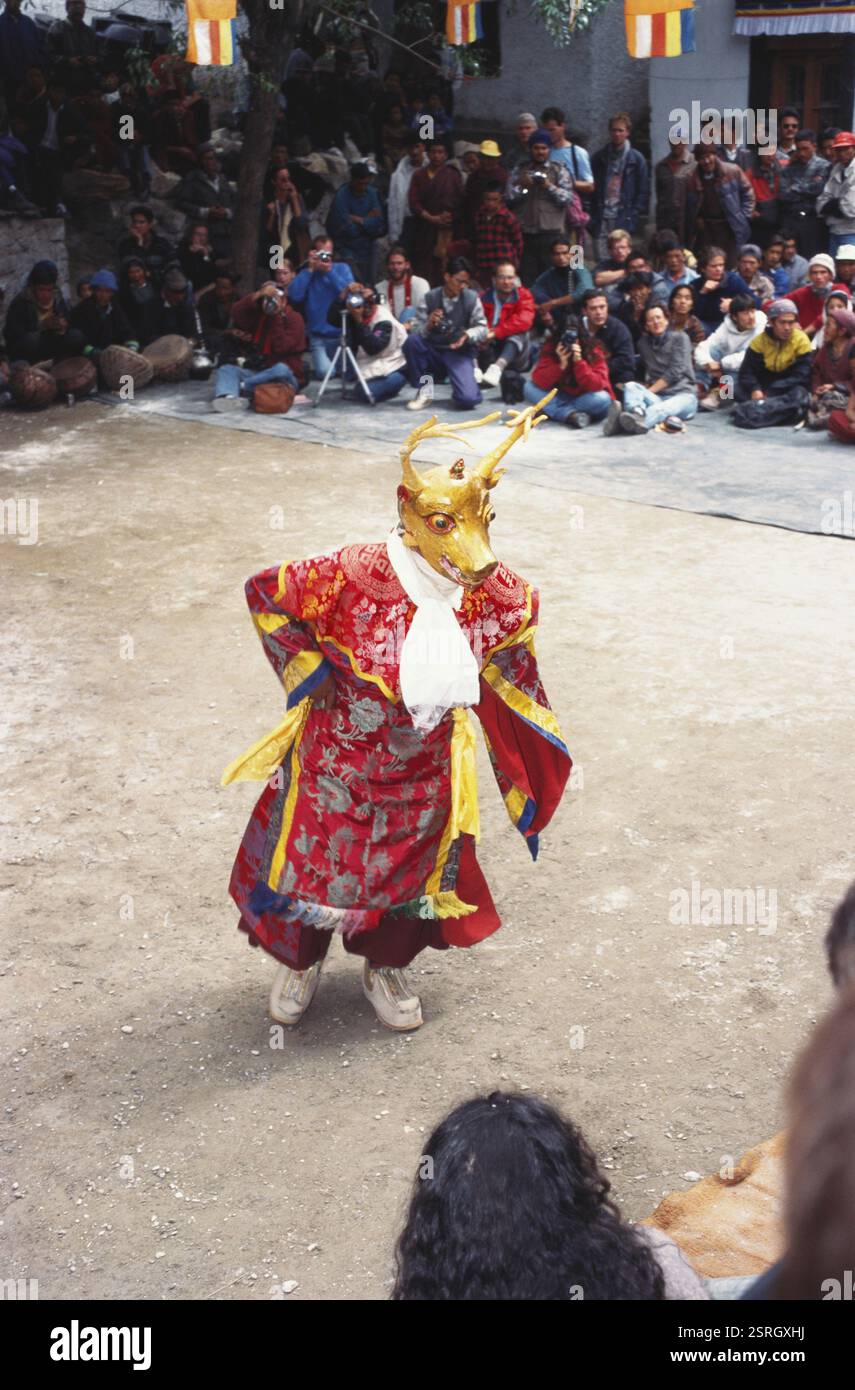 Mask dance by lama performing in Ladakh festival, Leh, Ladakh, Jammu ...