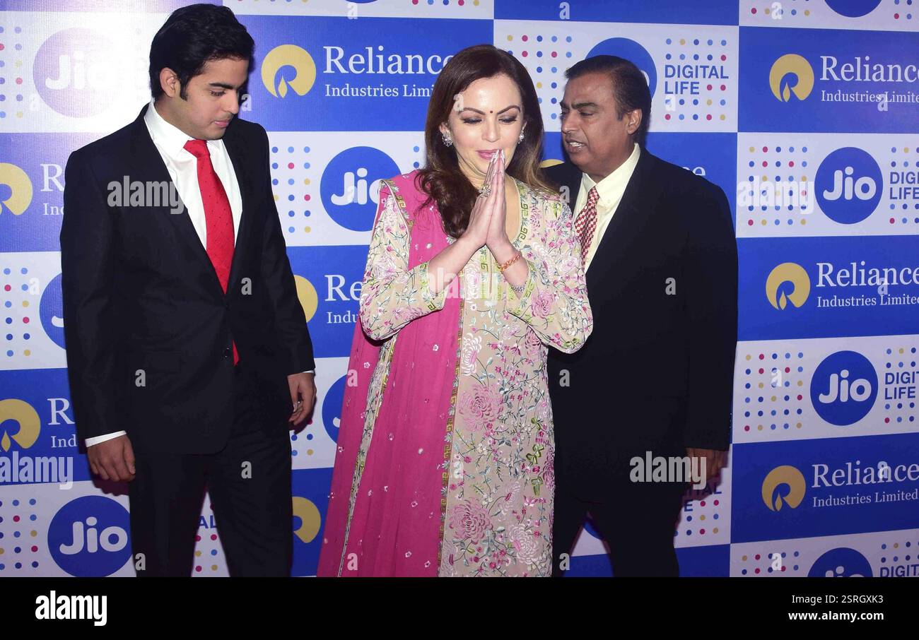 Reliance Industries Limited Chairman Mukesh Ambani Nita Ambani Akash Ambani Annual General ...
