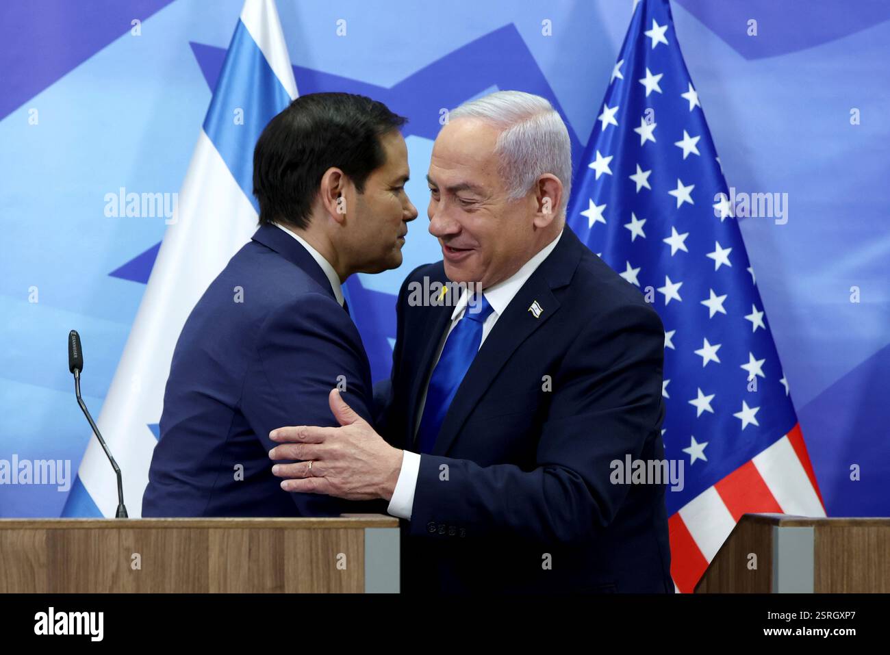 U.S. Secretary of State Marco Rubio, left, and Israeli Prime Minister ...