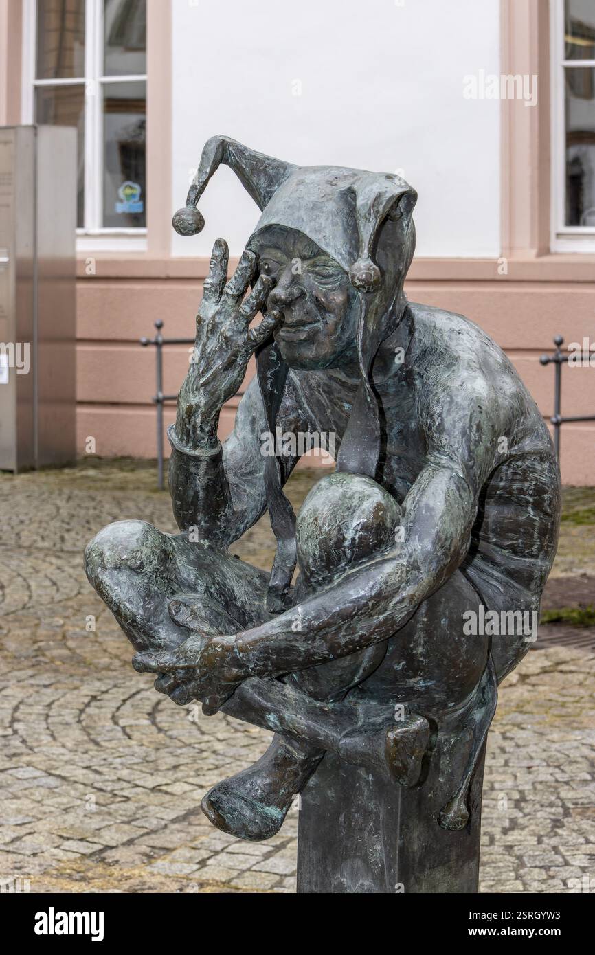 Bronze statue of a jester (jester sculpture) on the market square in ...