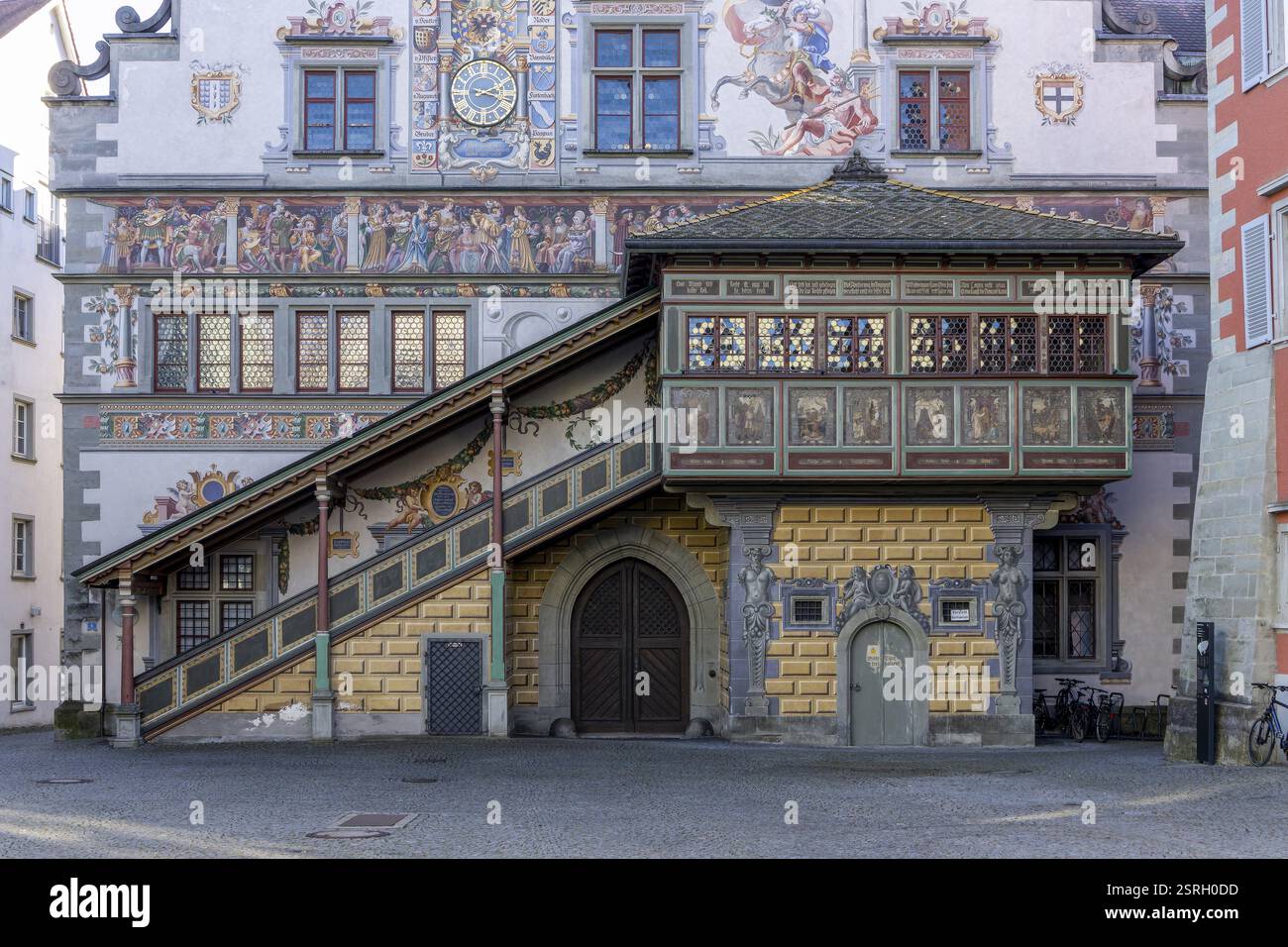 Detail of the Old Town Hall with decorative wall paintings in Gothic ...