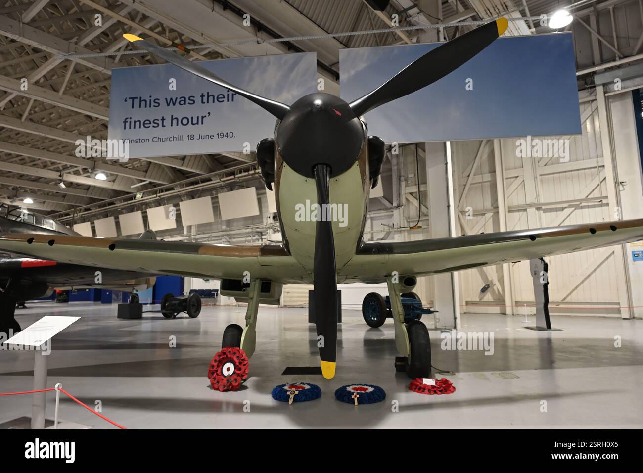 Supermarine Spitfire Mk Ia with poppy remembrance wreaths at the RAF ...