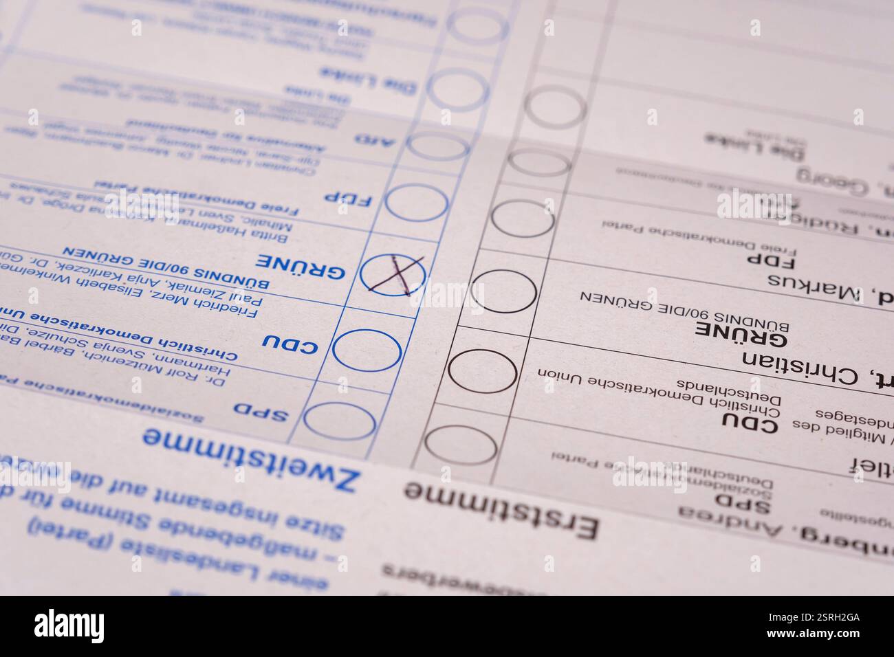 Ballot paper for the Bundestag election on 23 February 2025 Stock Photo ...