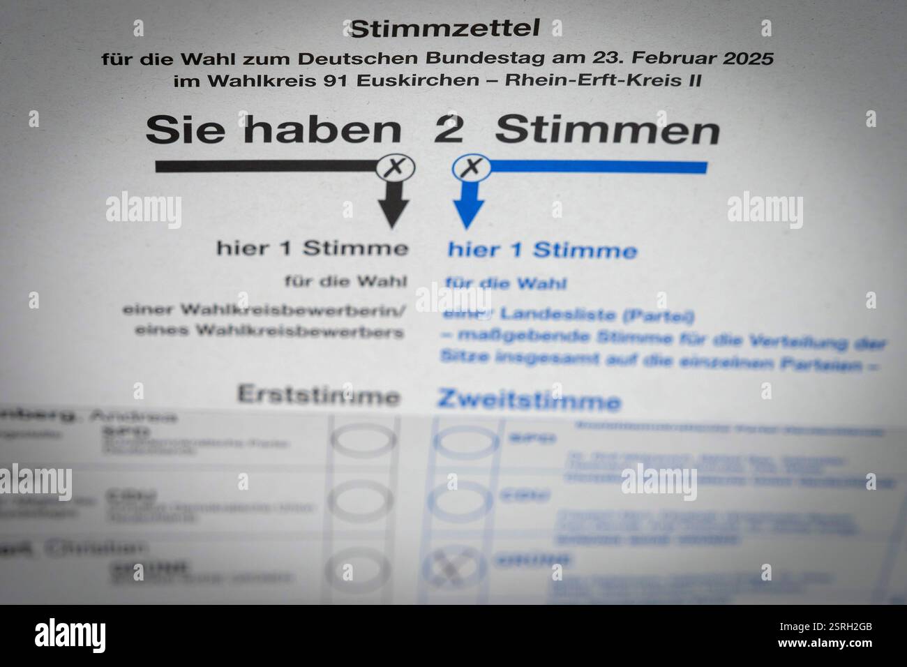 Ballot paper for the Bundestag election on 23 February 2025 Stock Photo ...