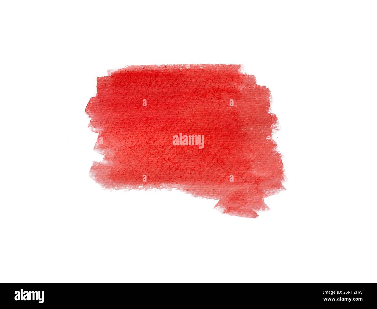 Red watercolor brush stroke or stain isolated on white background with ...
