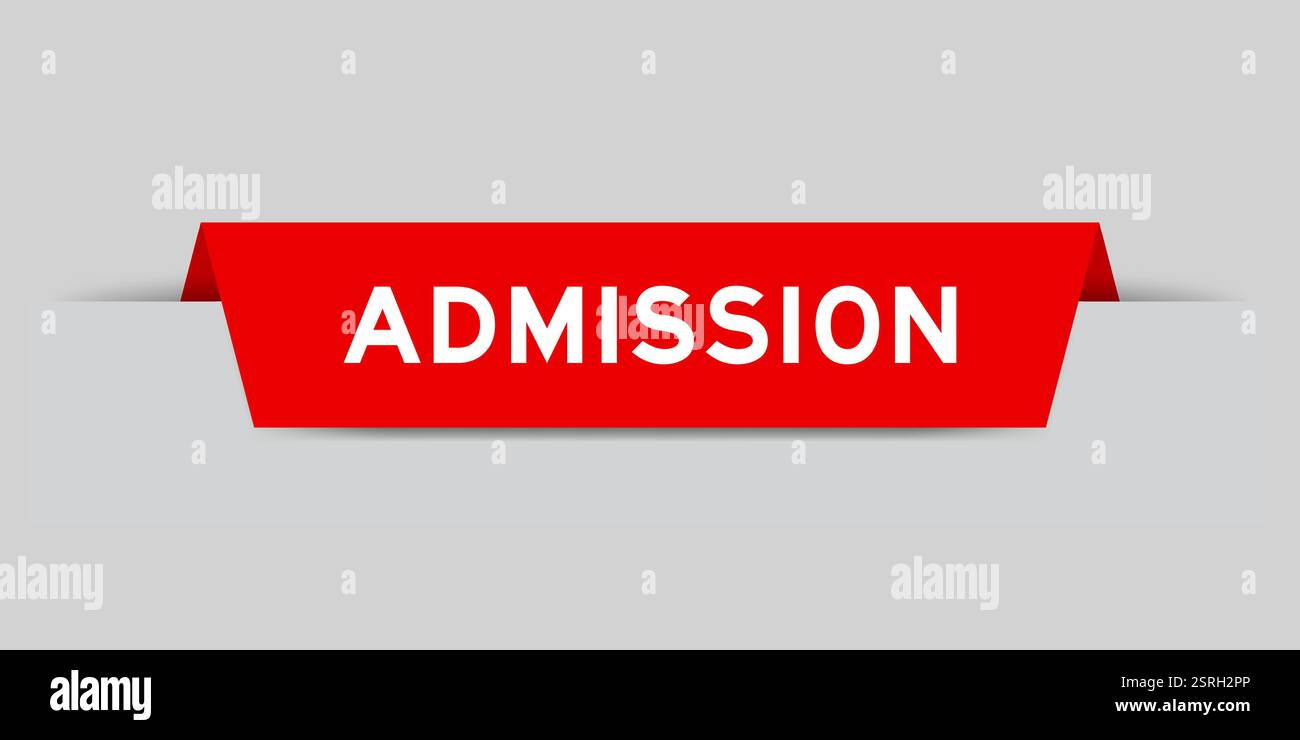 Red color inserted label with word admission on gray background Stock ...