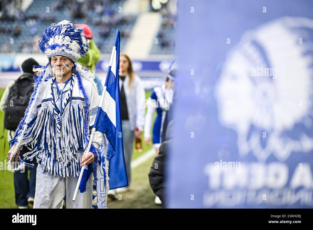 Gent, Belgium. 16th Feb, 2025. Gent's mascot Buffalo Ben pictured ...
