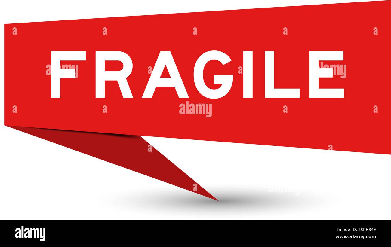 Red color speech banner with word fragile on white background Stock ...