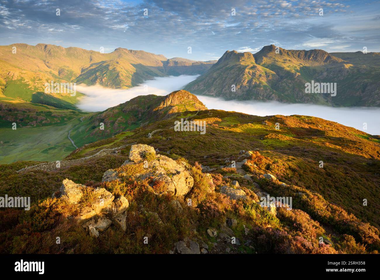 Lake District summer mountain sunrise overlooking Lingmoor Fell and The ...