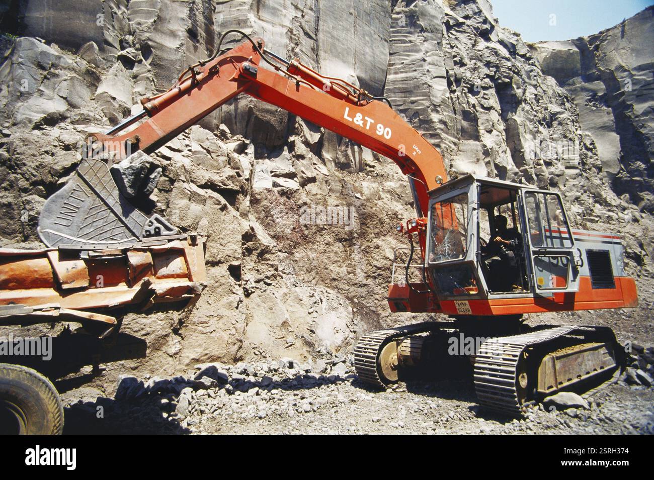 Earthmover at dam site, India, Asia Stock Photo - Alamy