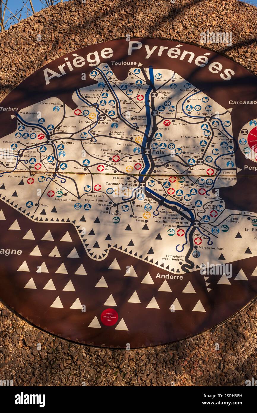 Photograph of a regional map highlighting tourist locations, hiking ...