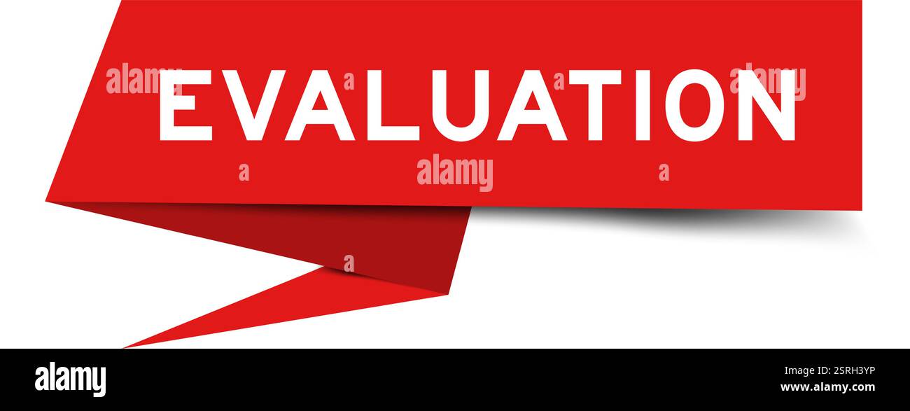 Red color speech banner with word evaluation on white background Stock ...