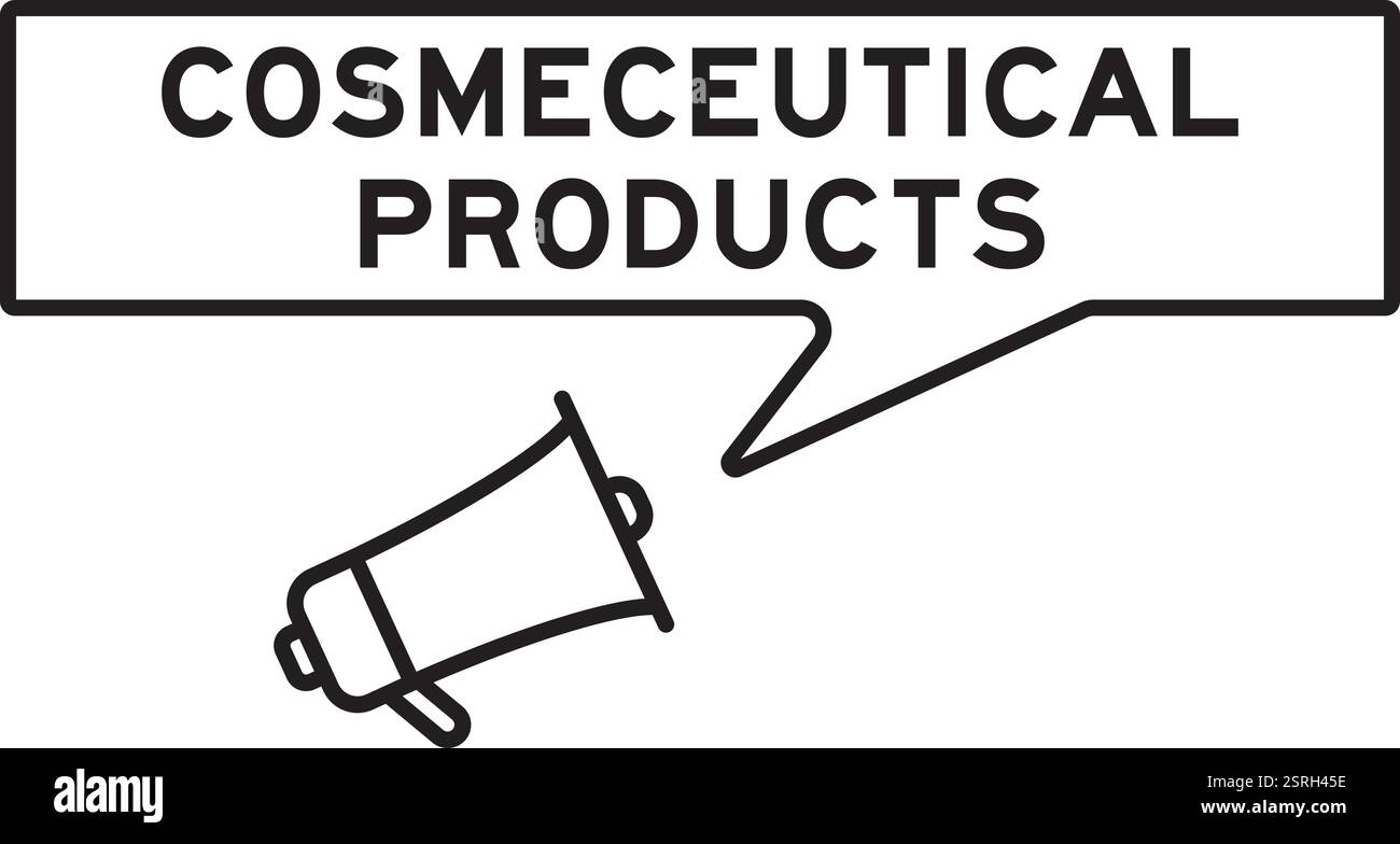 Megaphone icon with speech bubble in word cosmeceutical products on ...