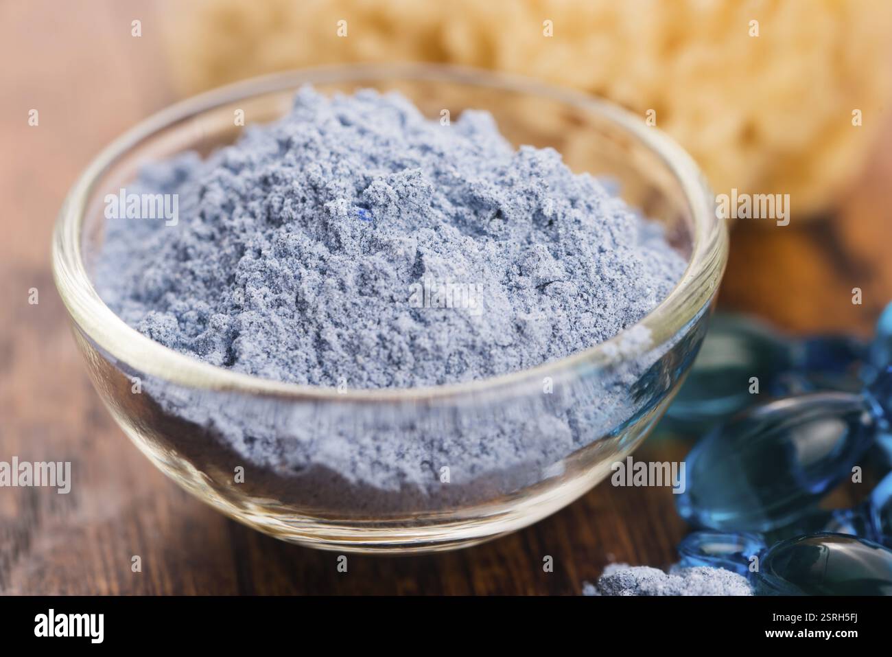 Blue clay mask with serum capsules Stock Photo - Alamy