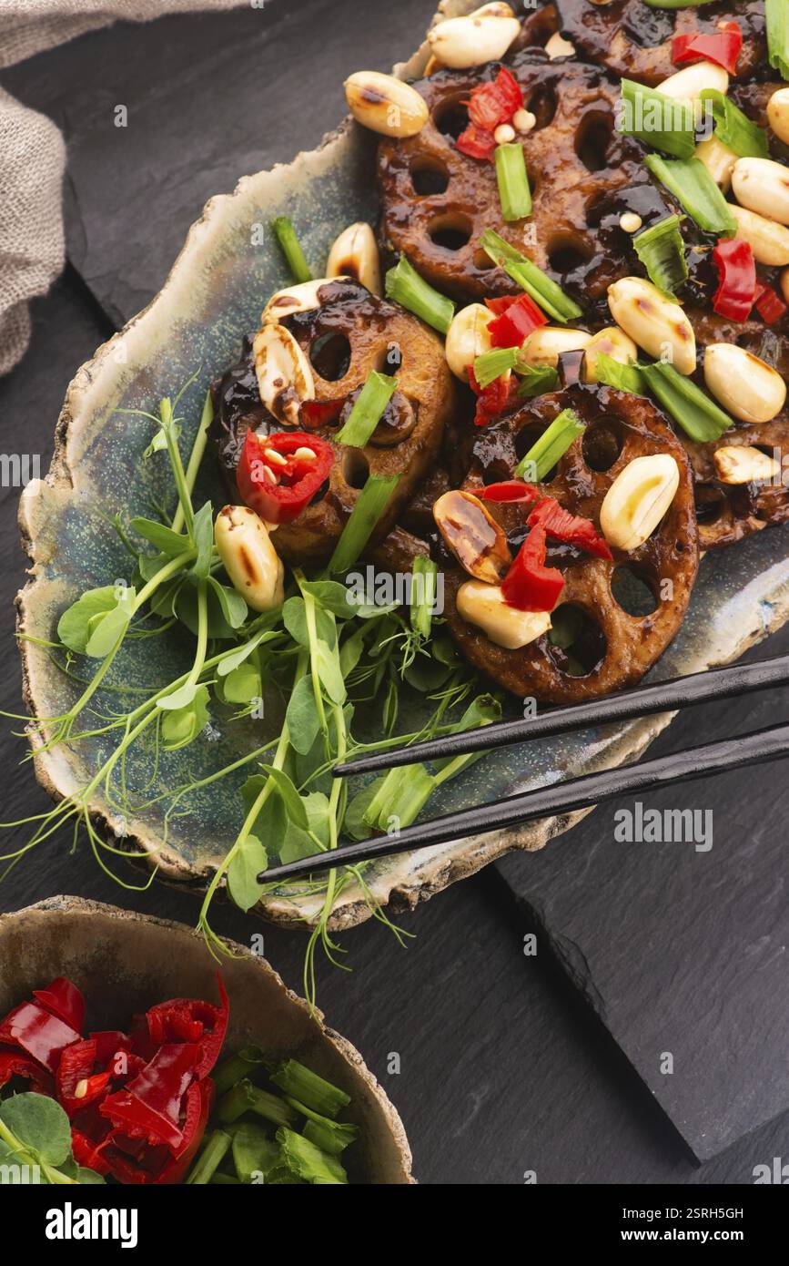 Lotus Root Deep fried with Sauce Japanese Food Stock Photo - Alamy