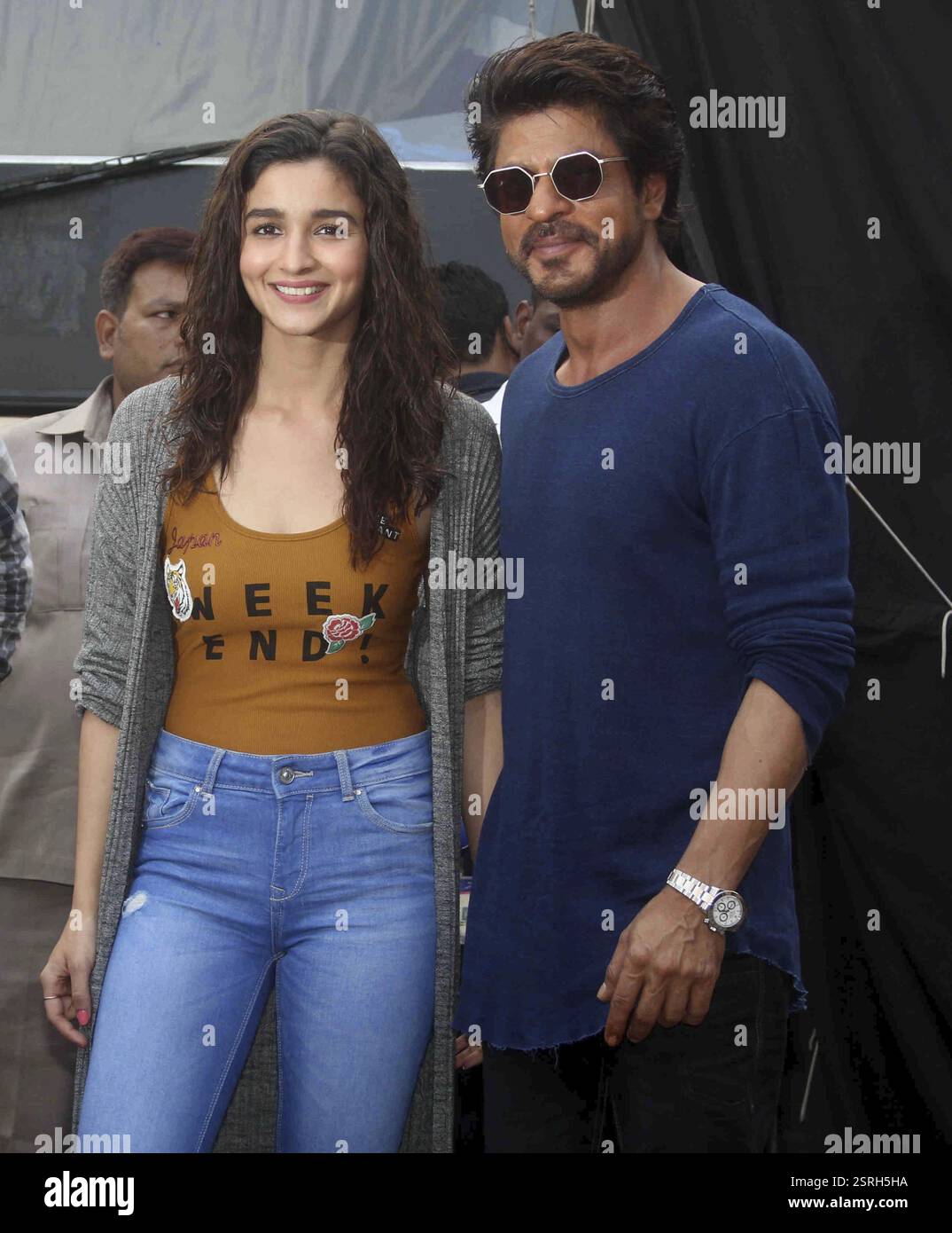 Bollywood actors Shah Rukh Khan and Alia Bhatt during the media ...
