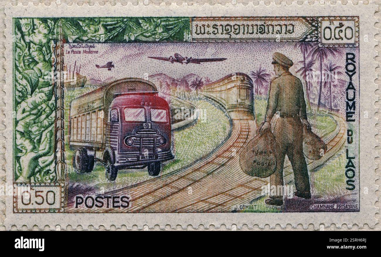 Royaume du laos postes, postage stamps, india, asia Stock Photo - Alamy