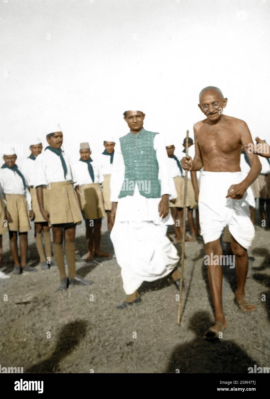 Mahatma Gandhi inspecting Rashtriya Dal volunteers, Wardha, Maharashtra ...