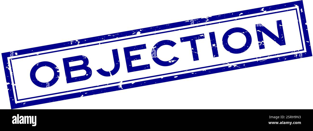 Grunge blue objection word square rubber seal stamp on white background Stock Vector Image & Art ...