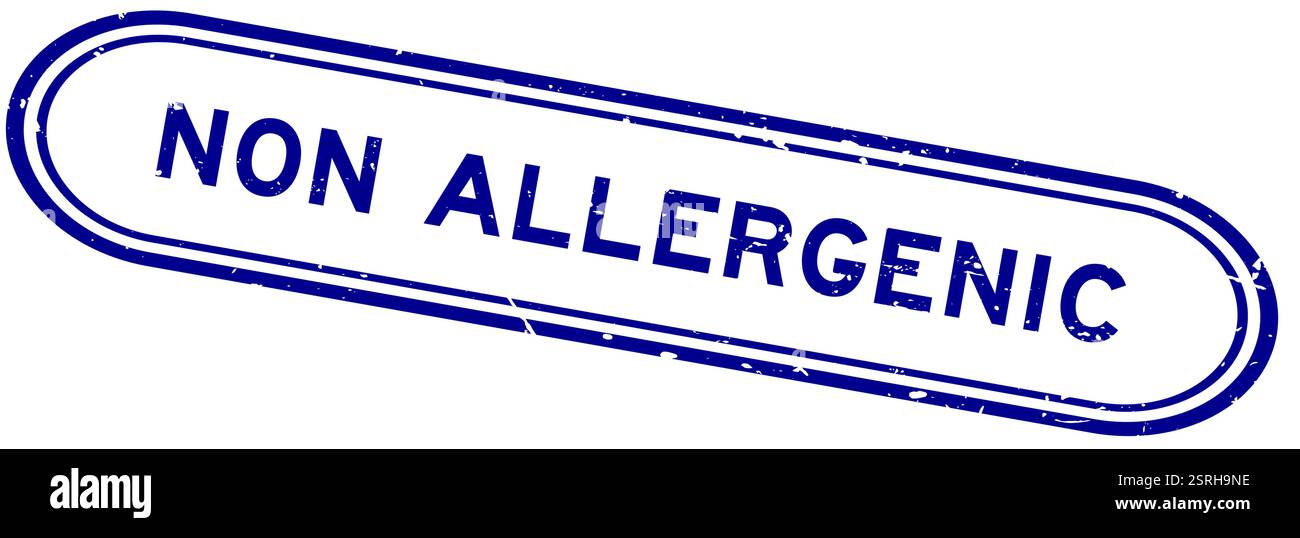 Grunge blue non-allergenic word rubber seal stamp on white background ...