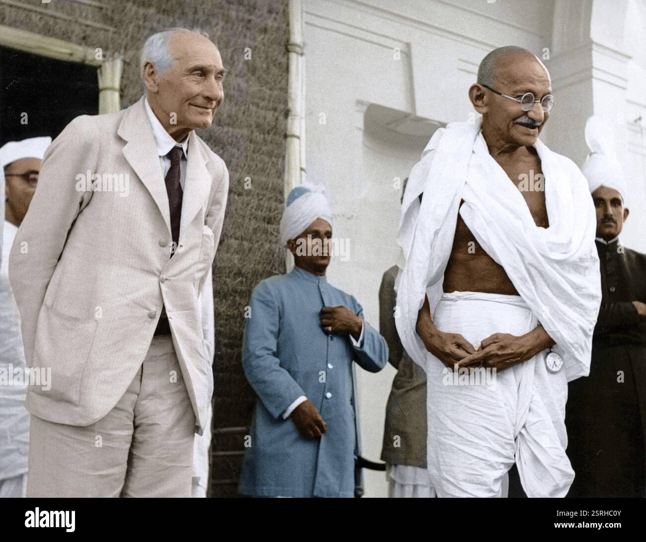 Mahatma Gandhi with Lord Pethick Lawrence, Delhi, India, Asia, May 1946 ...