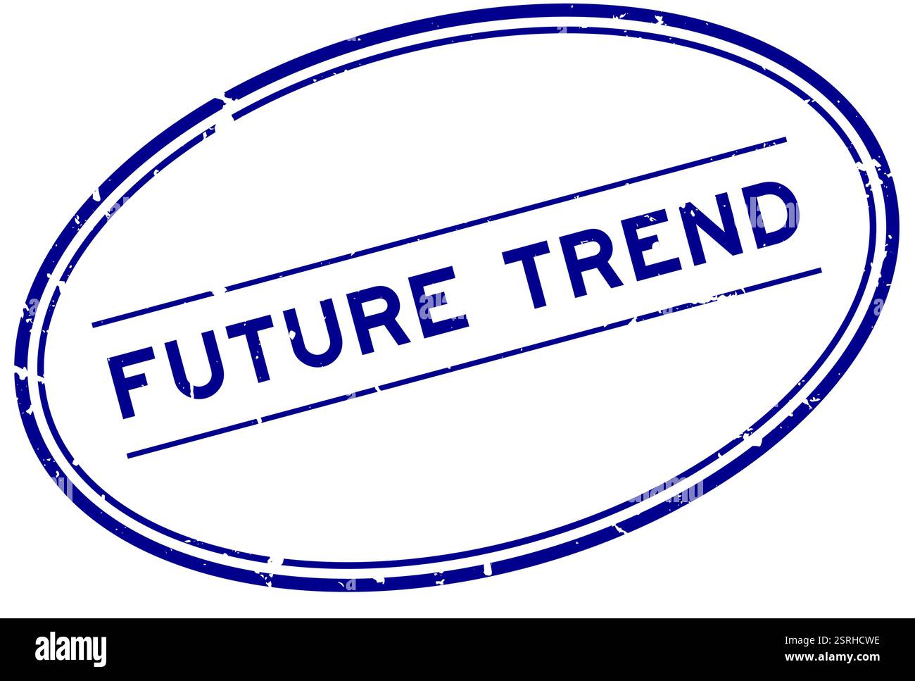 Grunge blue future trend word oval rubber seal stamp on white ...