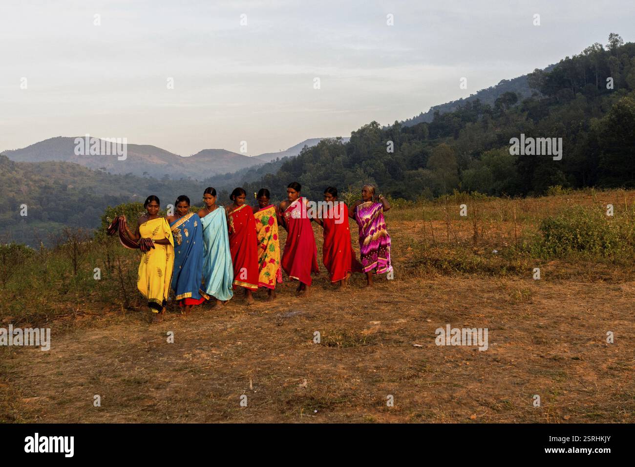 Women performing Dhimsa folk dance, Andhra Pradesh, India, Asia Stock ...