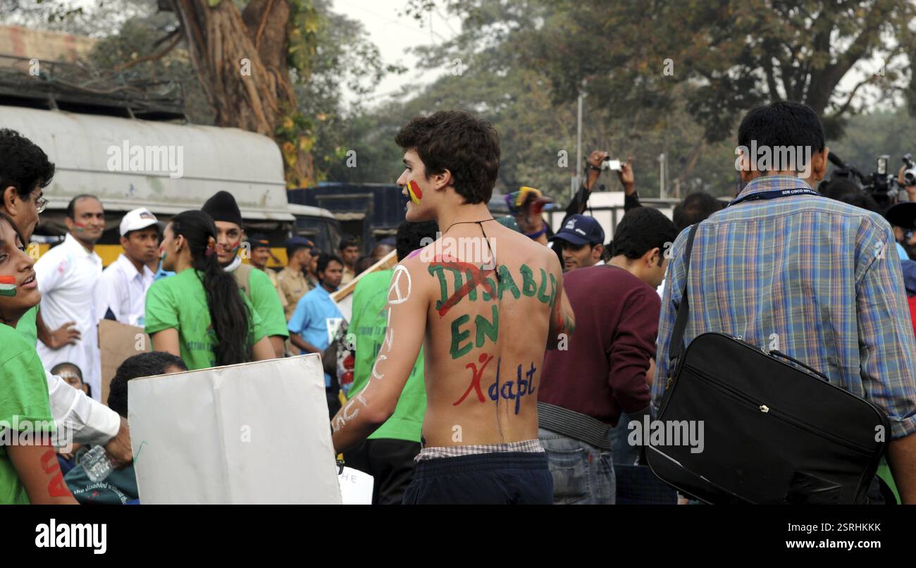 Indian man protesting at Mumbai Marathon, Maharashtra, India, Asia ...