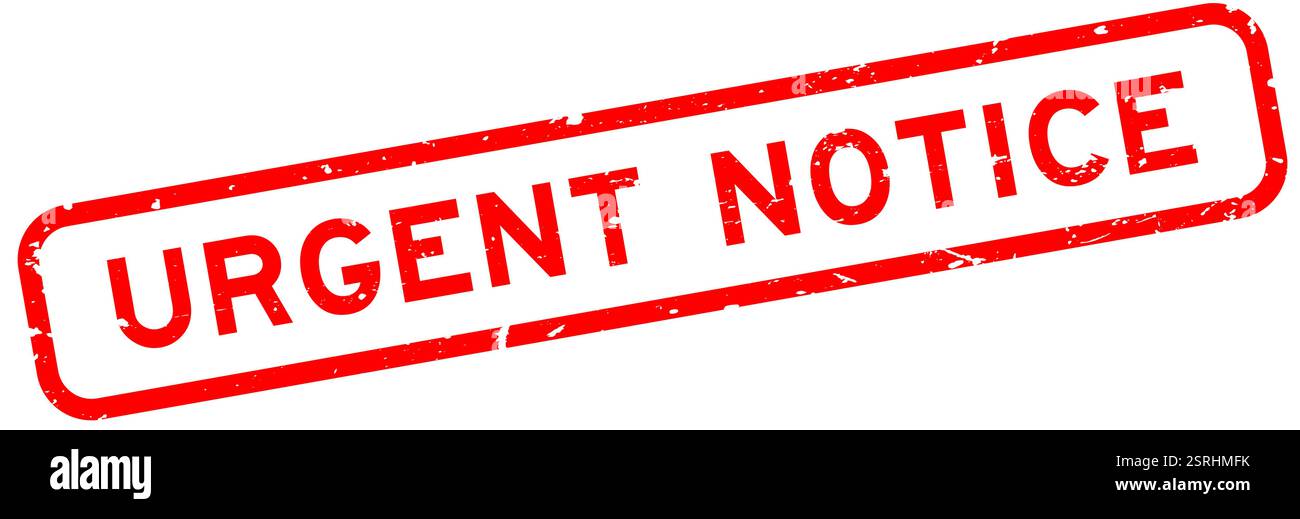 Grunge red urgent notice word rubber square seal stamp on white ...