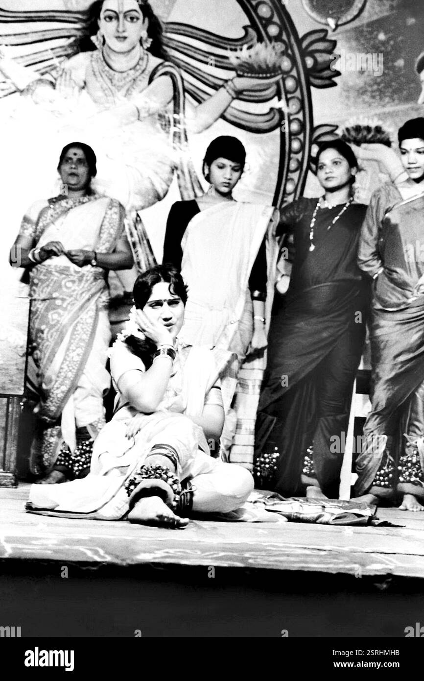 Lavni folk dance, lady wearing traditional navari or nine yard sari ...