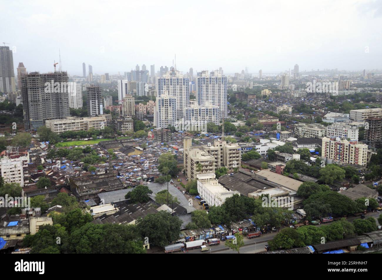 Aerial view of sewri area with dosti flamingo, Bombay Mumbai ...
