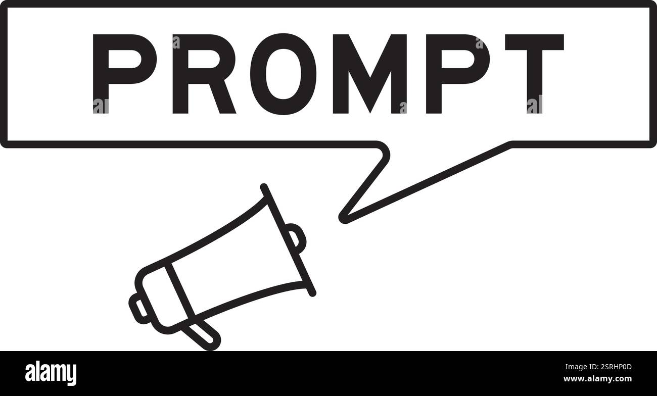 Megaphone icon with speech bubble in word prompt on white background ...