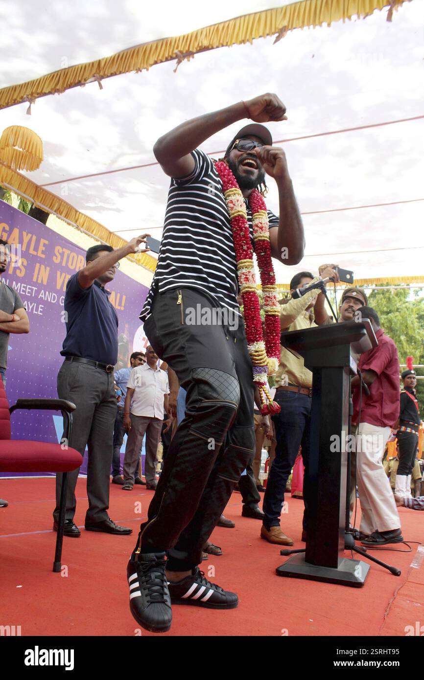 West Indies cricket player Chris Gayle felicitation Velammal students ...