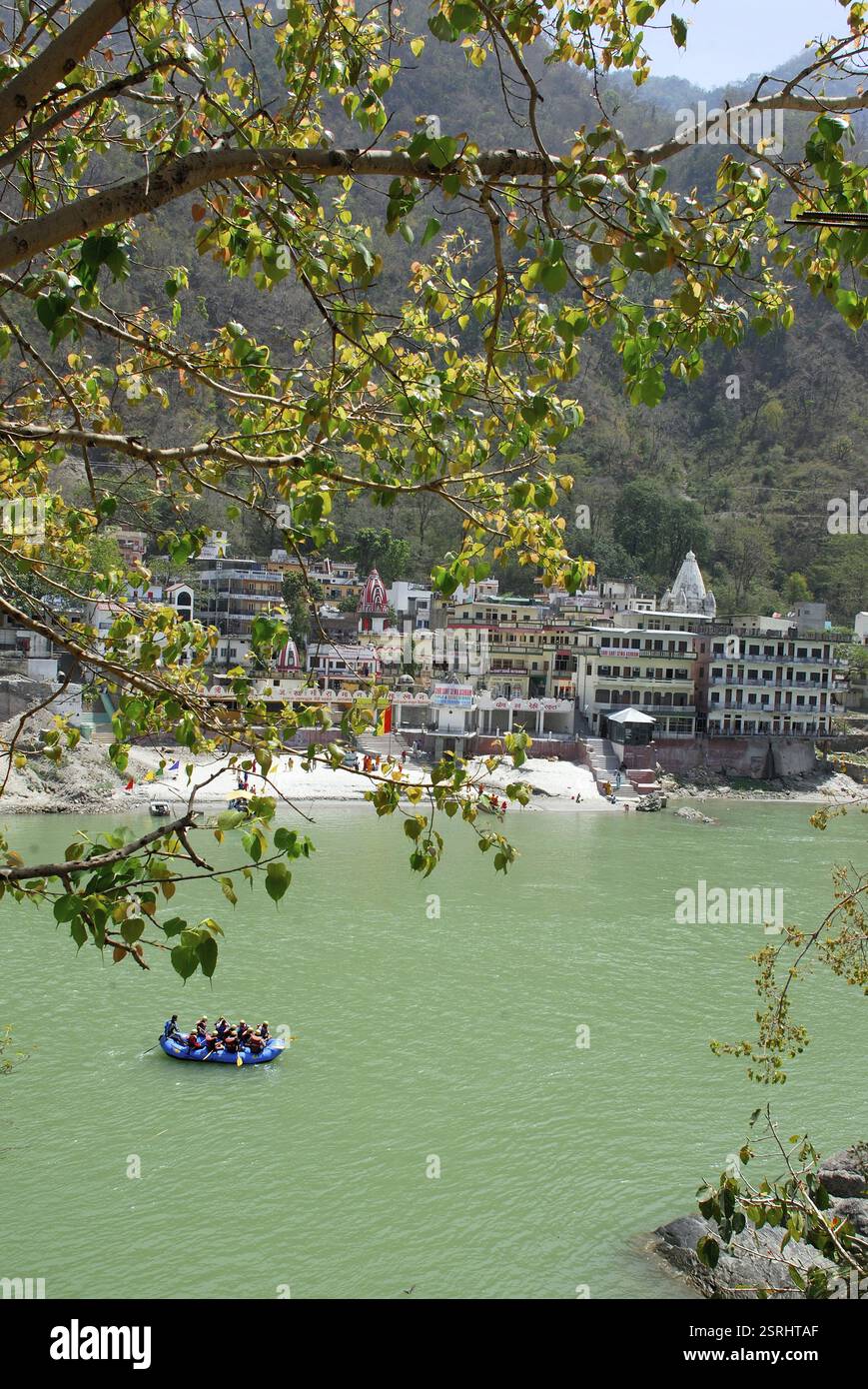 Rafting boat in river ganga ganges, Rishikesh, Uttaranchal Uttarakhand ...