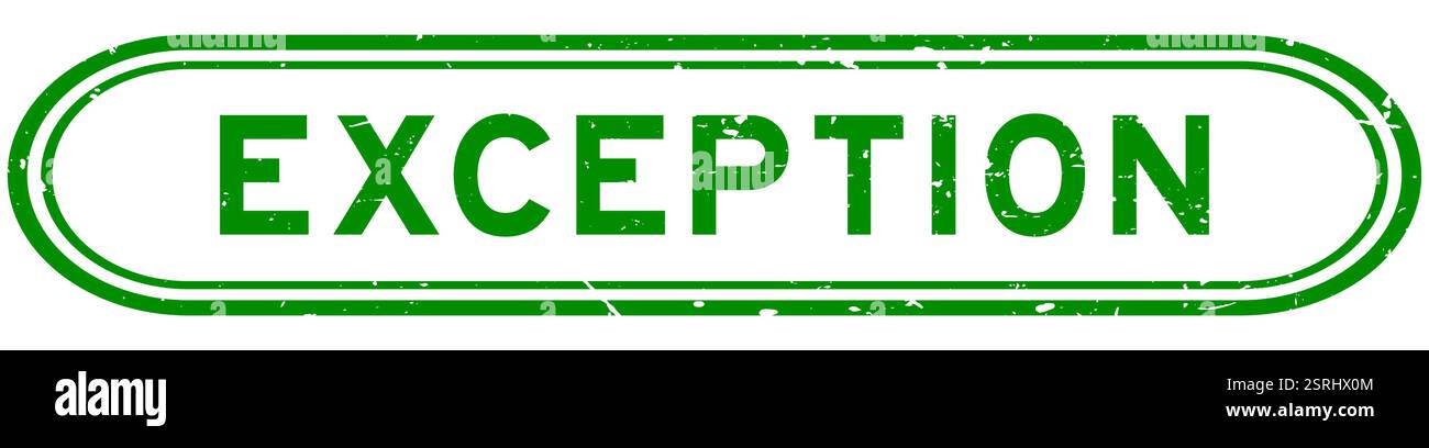 Grunge green exception word rubber seal stamp on white background Stock ...