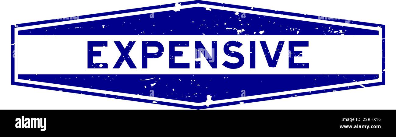 Grunge blue expensive word hexagon rubber seal stamp on white background Stock Vector Image ...