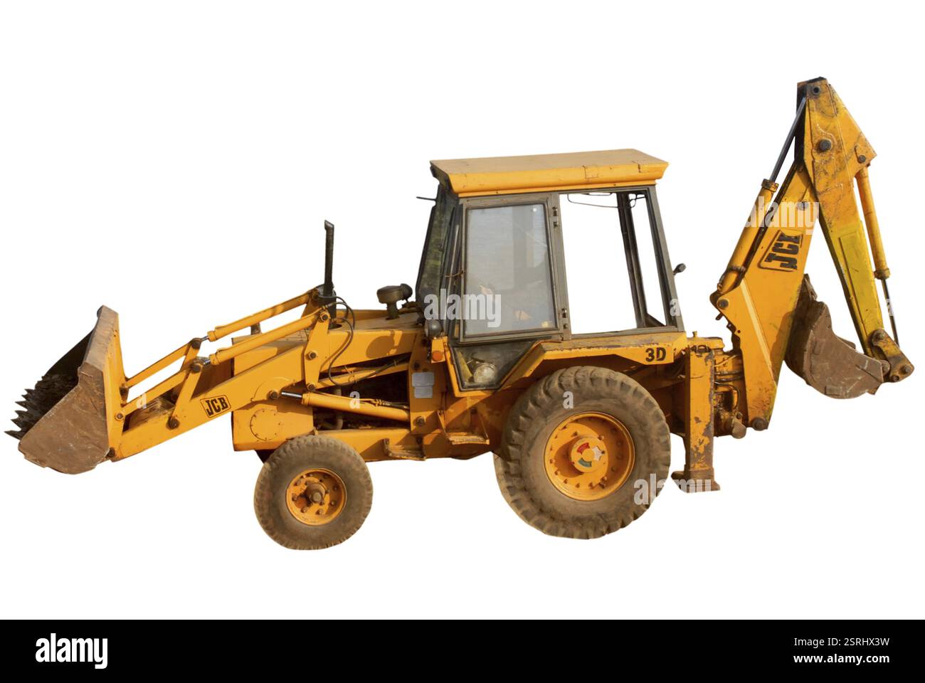 Excavator and digger on white background Stock Photo - Alamy