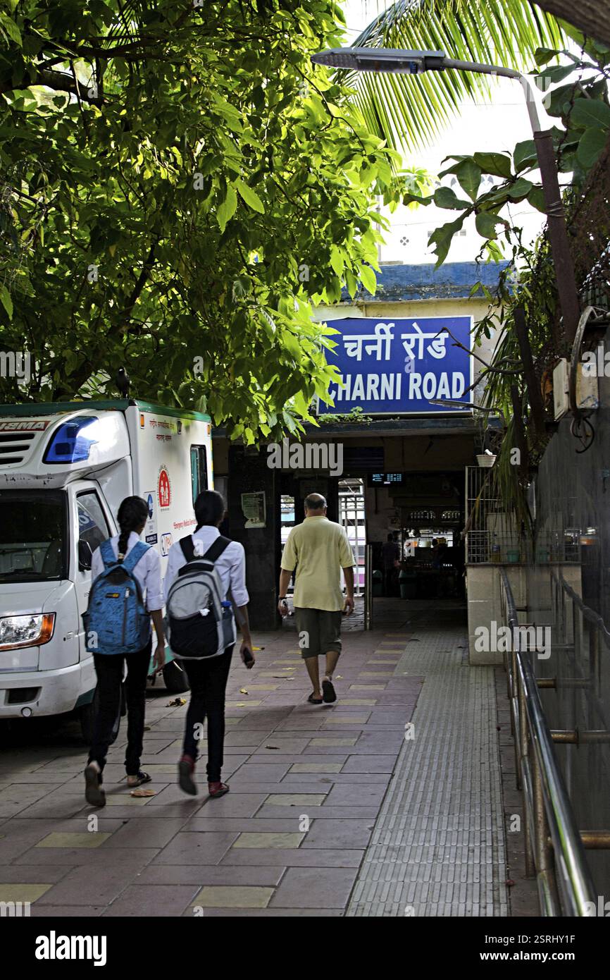 Charni Road Railway Station entrance, Mumbai, Maharashtra, India, Asia ...