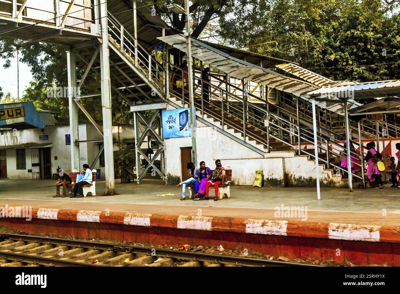 Overbridge on platform, Rajgangpur Railway Station, Sundergarh, Orissa ...