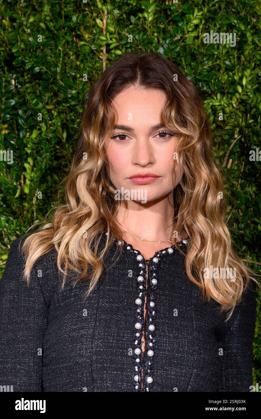London, UK. 15 February 2025. Lily James attending the Charles Finch ...