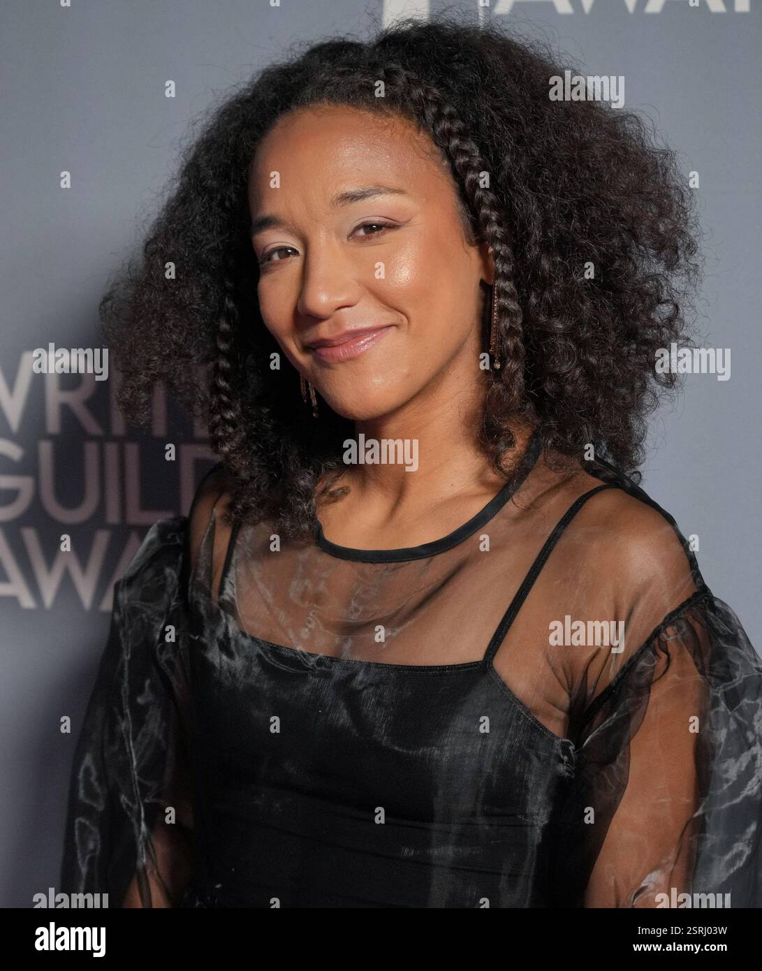 Samantha Riley arrives at the 2025 Writers Guild Awards held at the ...
