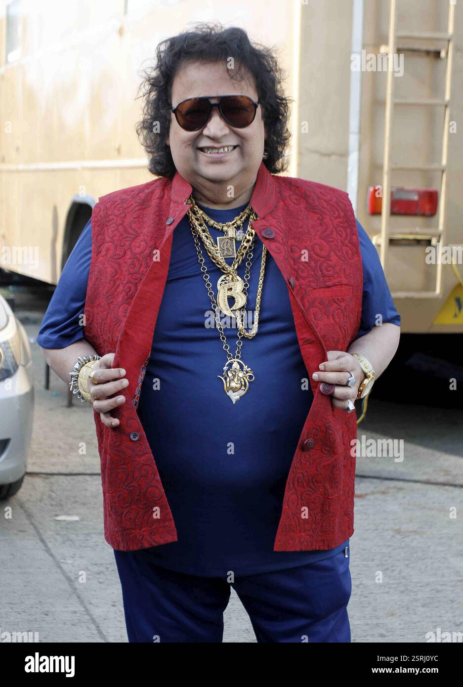 Bollywood music composer Bappi Lahiri during the on location shoot of ...
