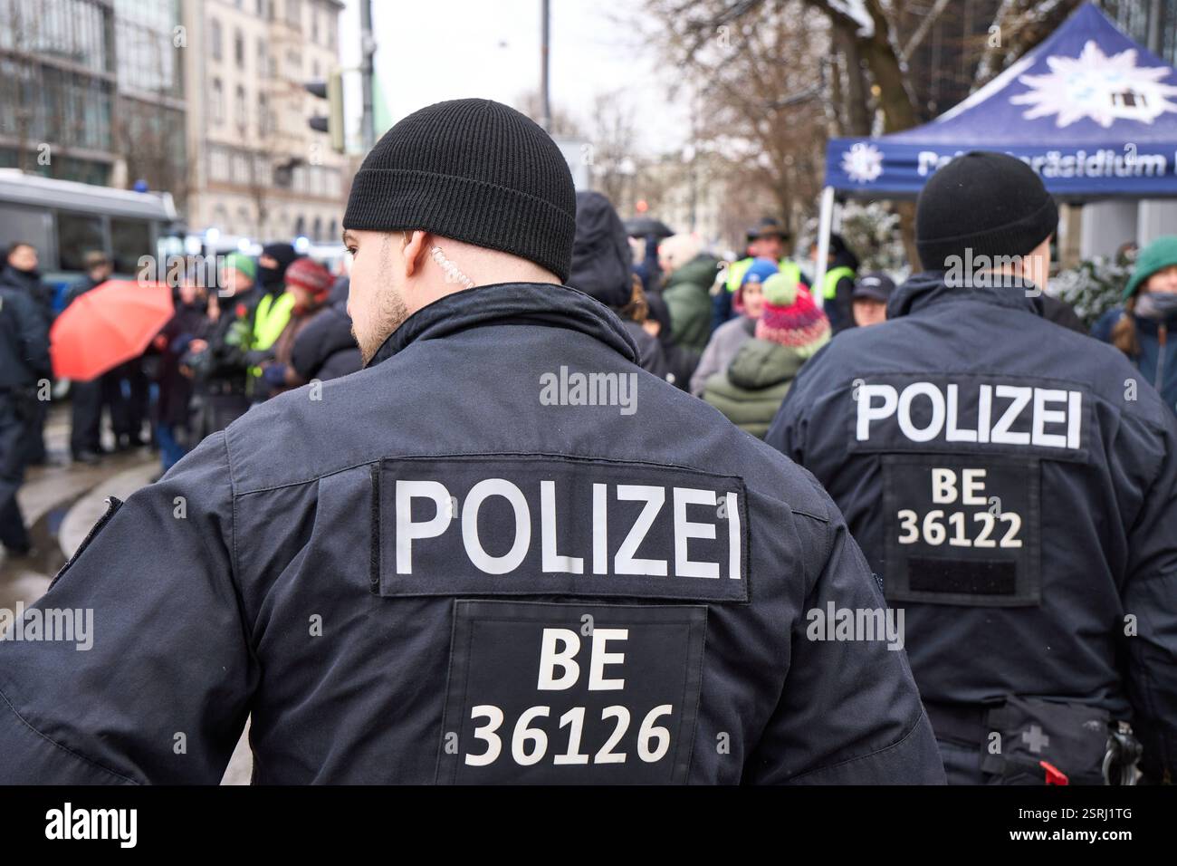 Munich, Bavaria, Germany - February 16, 2025: Police secure the ...