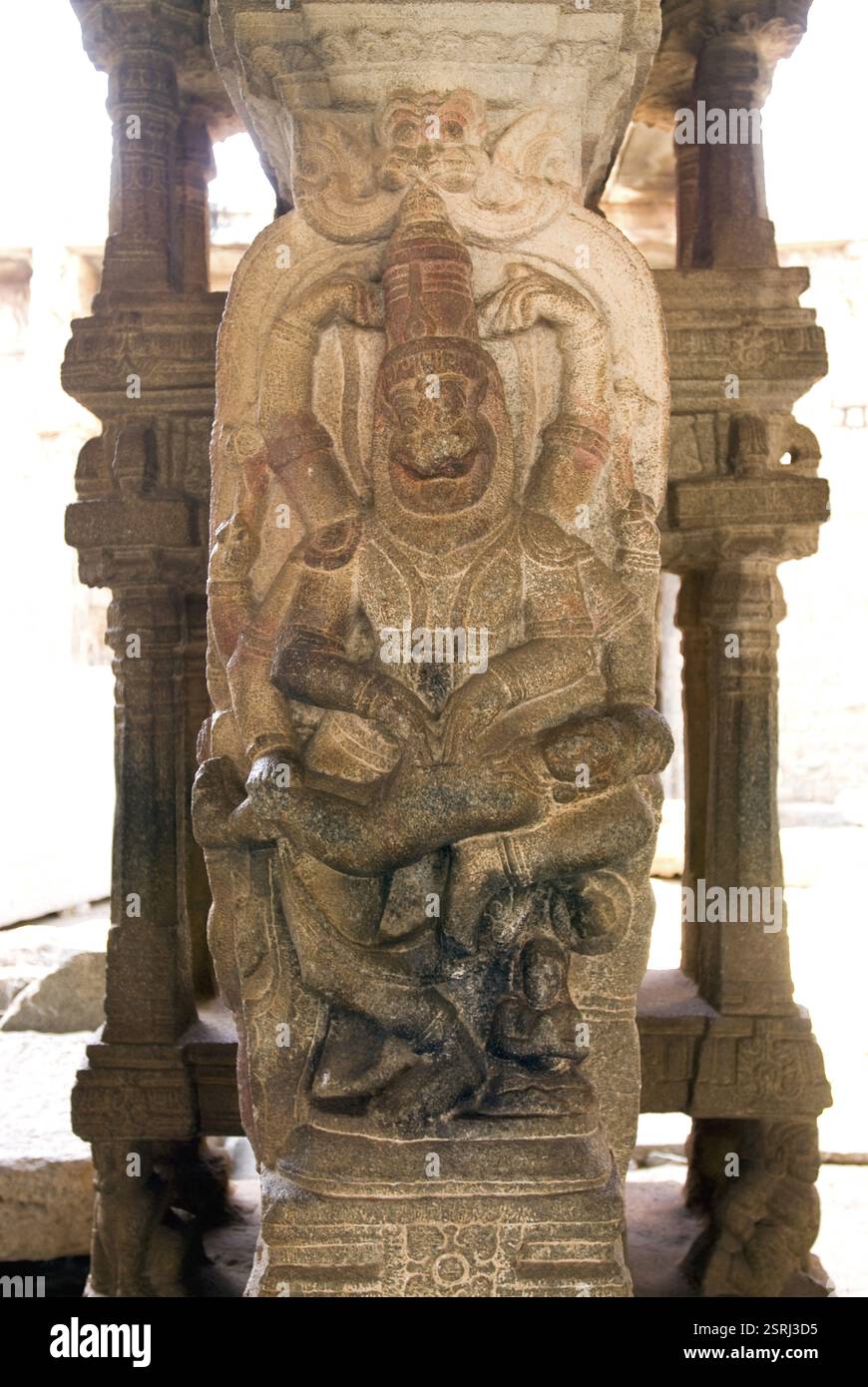 Narasimha man lion incarnation of Vishnu slaying Hiranya on his lap in ...